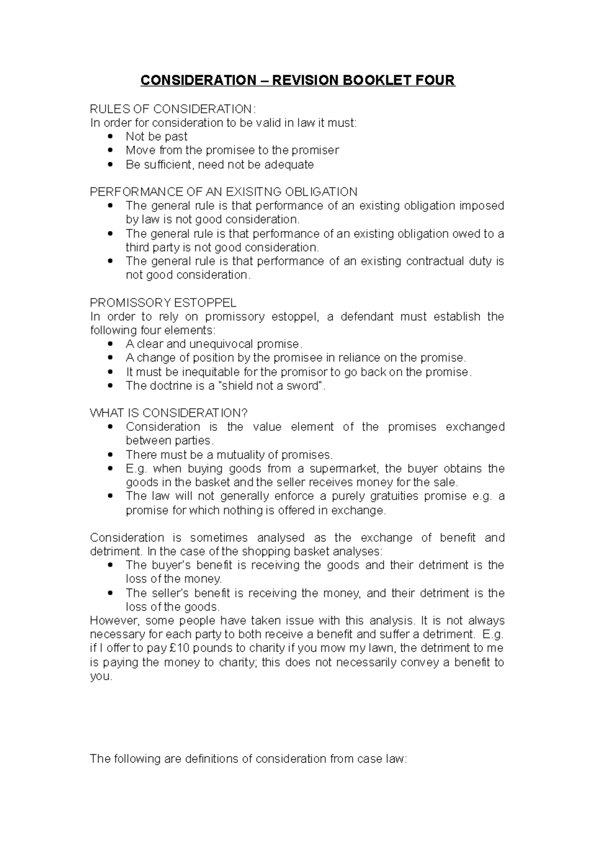 Consideration - Revision booklet 4 - CONSIDERATION – REVISION BOOKLET ...