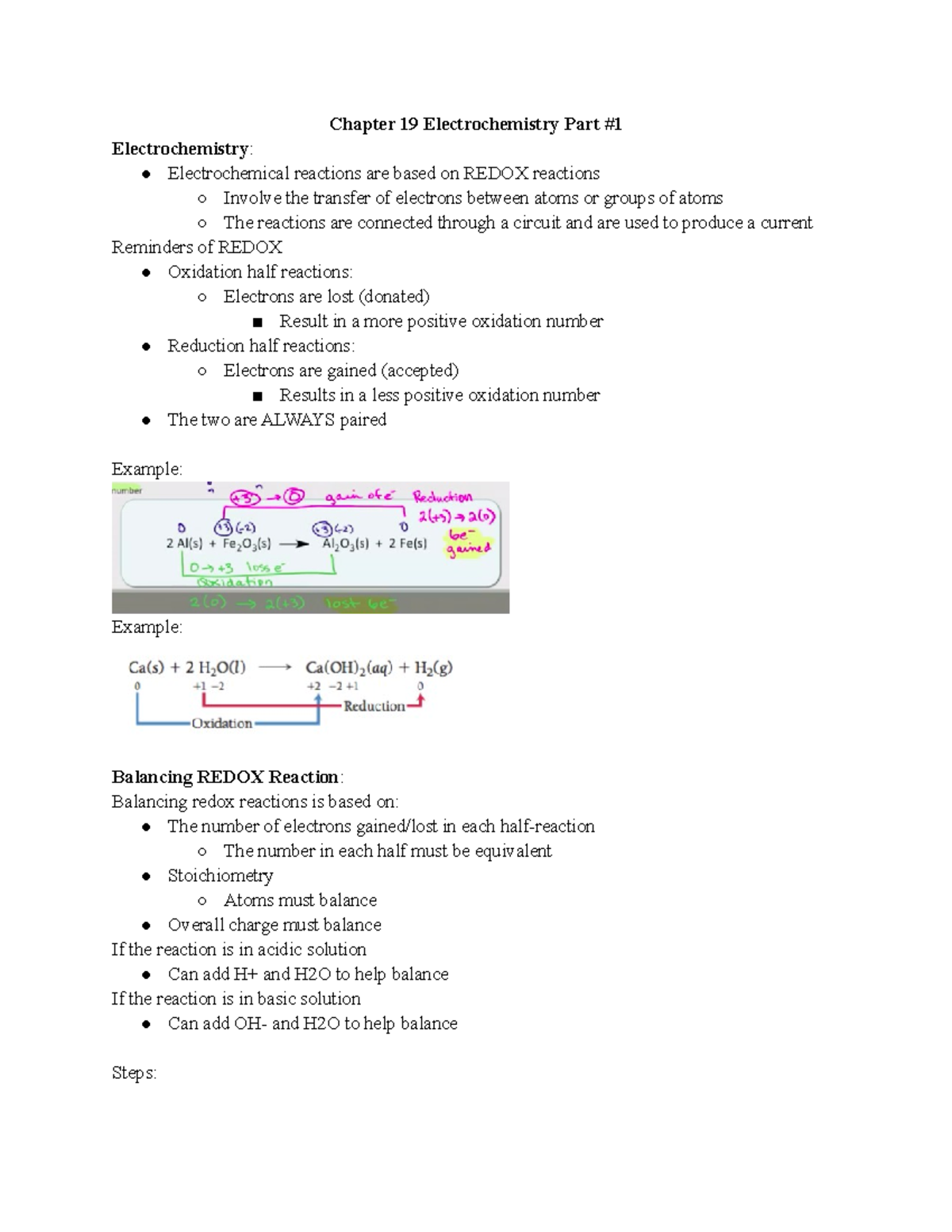 Chapter 19 (PART 1) Electrochemistry - Chapter 19 Electrochemistry Part ...