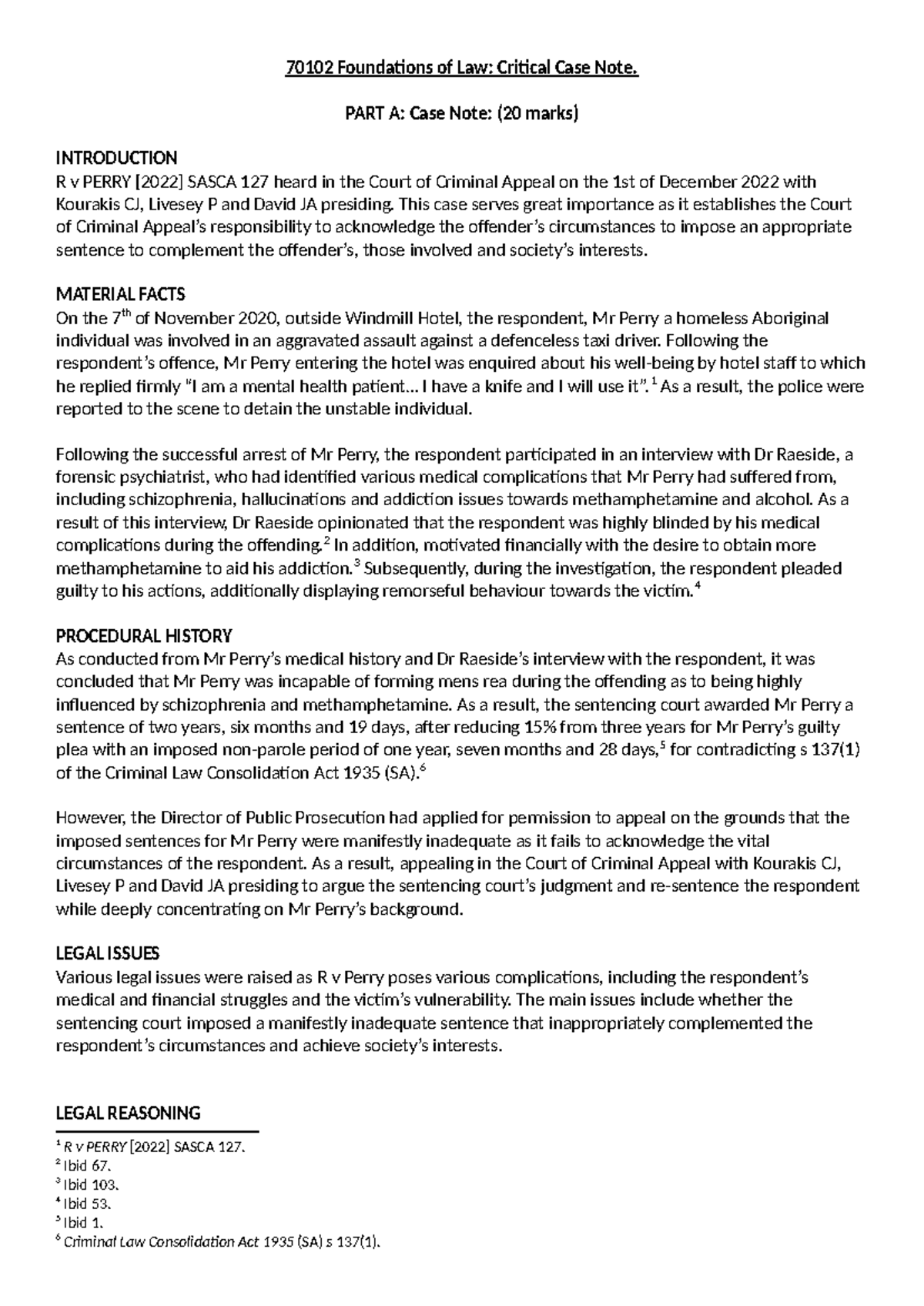 70102 Critical Case Note - 70102 Foundations of Law: Critical Case Note ...