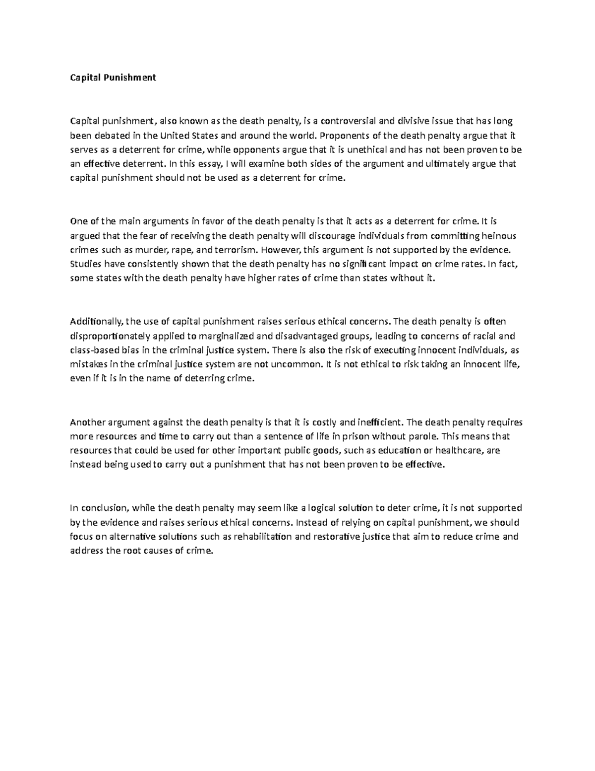 Cap Punishment Essay - Capital Punishment Capital punishment, also ...