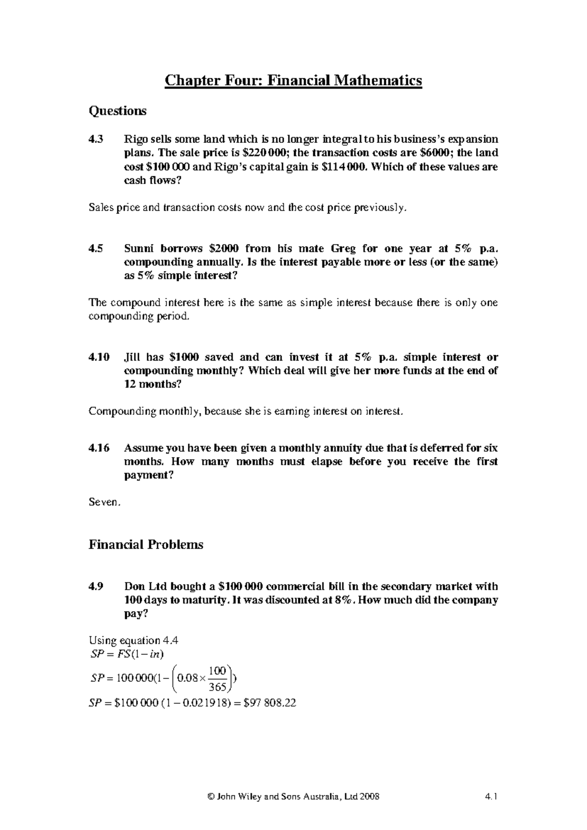 Ch 4 Tutorial Solutions - © John Wiley and Sons Australia, Ltd 2008 4 ...