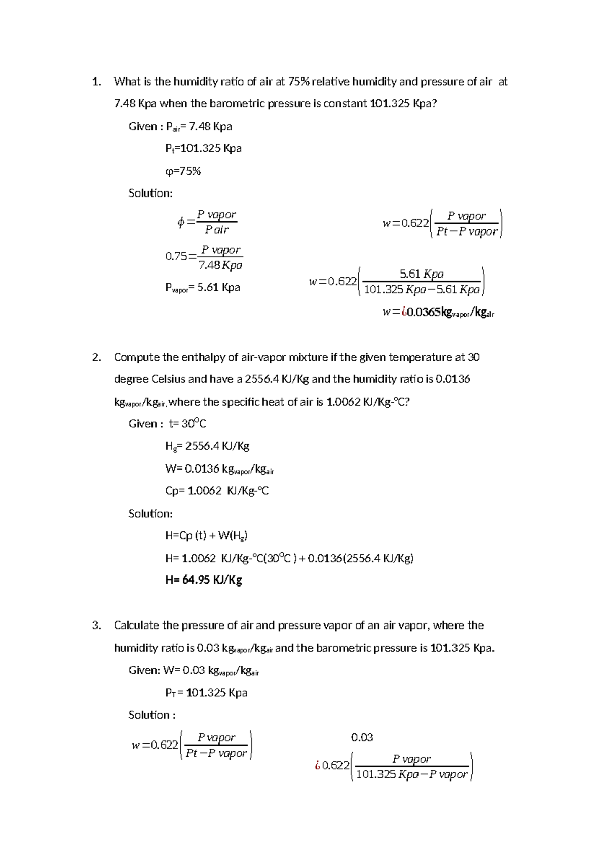 Air-conditioning - What is the humidity ratio of air at 75% relative ...