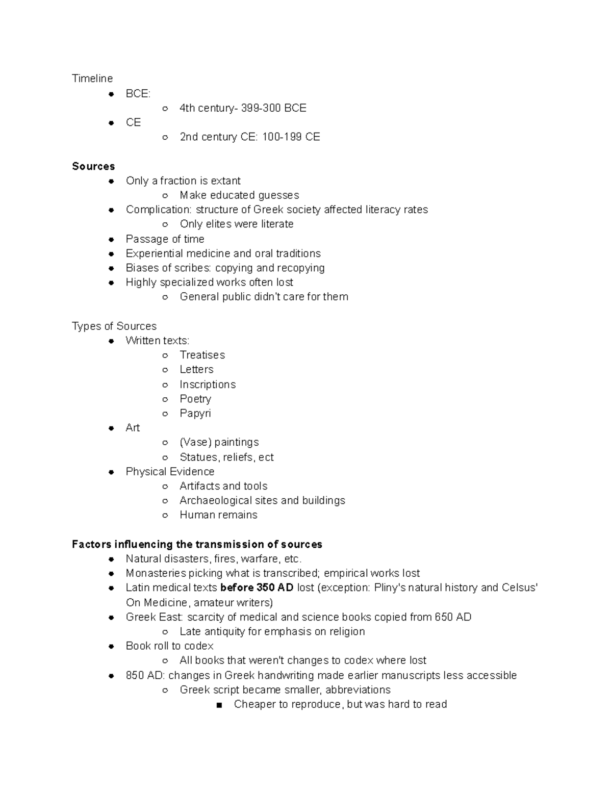 Classics week 1 - Week 1 notes - Timeline BCE: 4th century- 399-300 BCE ...