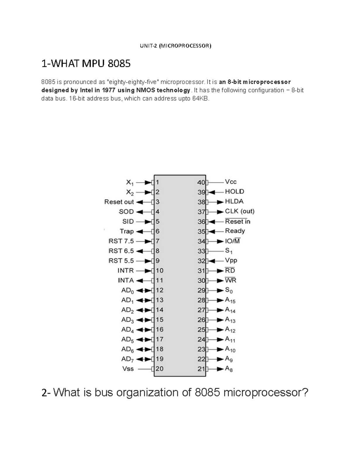 UNIT2 Microprocessor - UNIT-2 (MICROPROCESSOR) 1-WHAT MPU 8085 8085 is ...