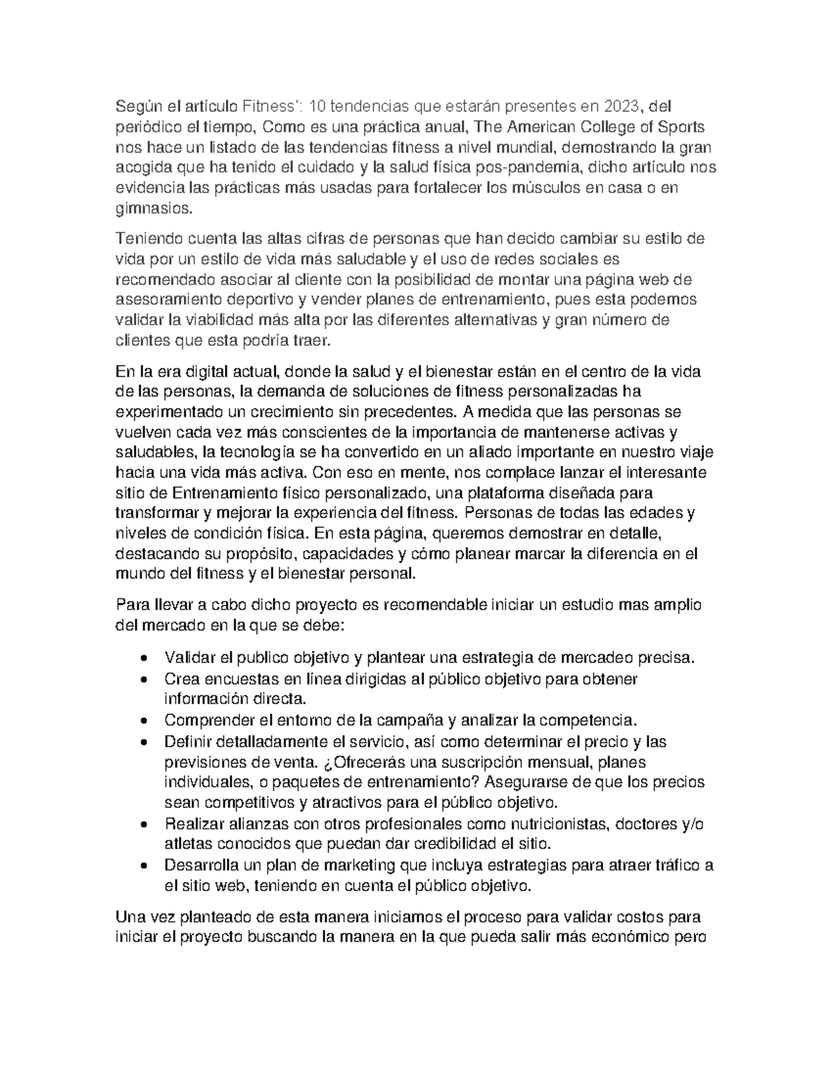 Parcial 2 pracr - Según el artículo Fitness’: 10 tendencias que estarán ...