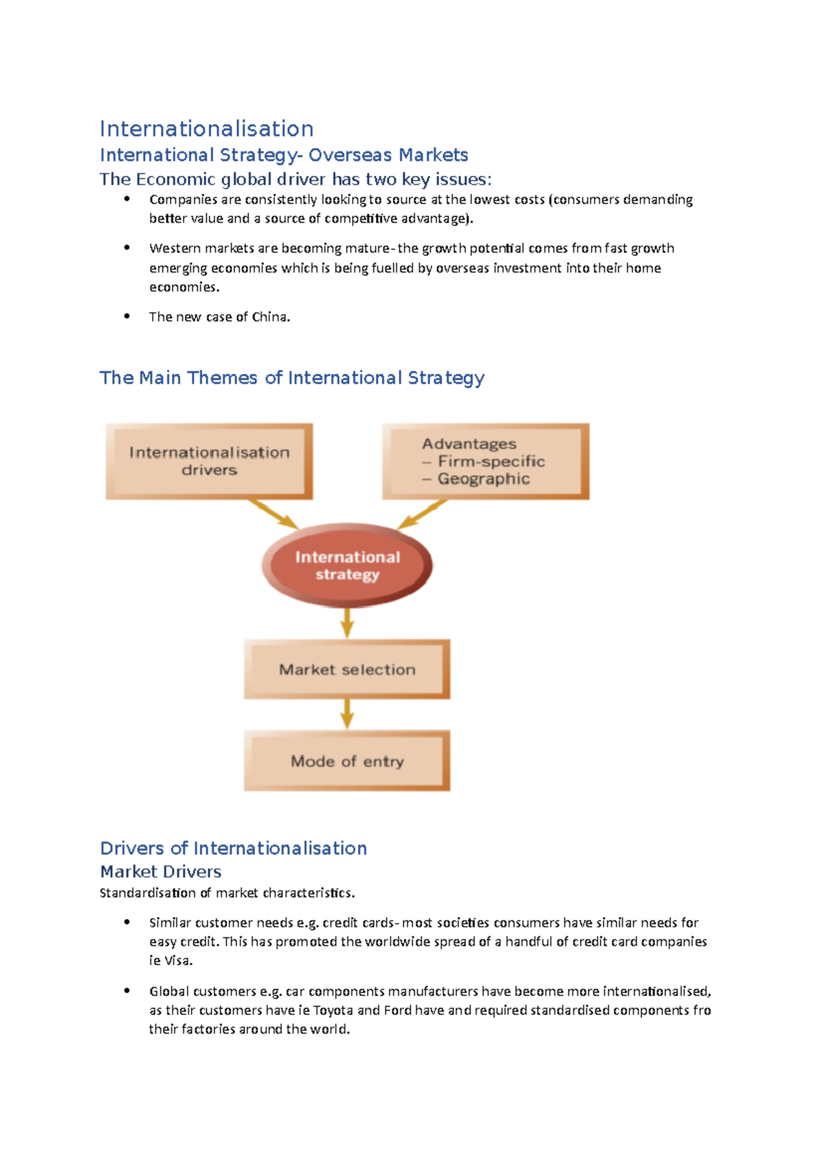 Strategic Management Internationalisation - Internationalisation ...
