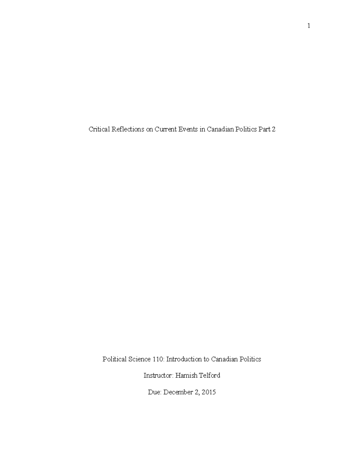 Critical Reflections on Current Events in Canadian Politics Part 2 ...