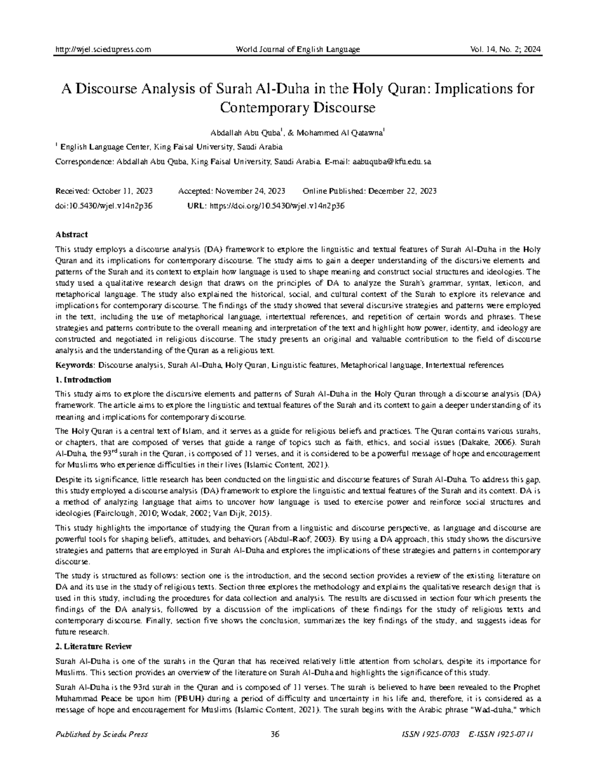 Discourse Analysis Surah Al-Duha - A Discourse Analysis of Surah Al ...