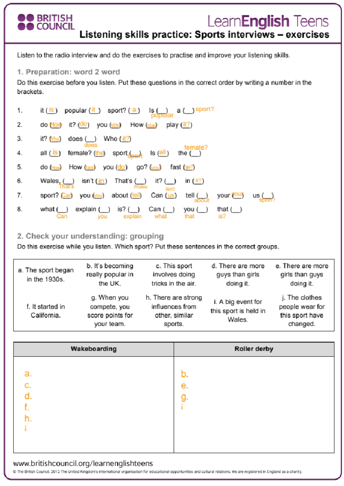 Sports interviews-exercises Resolve - BRITISH COUNCIL LearnEnglish ...