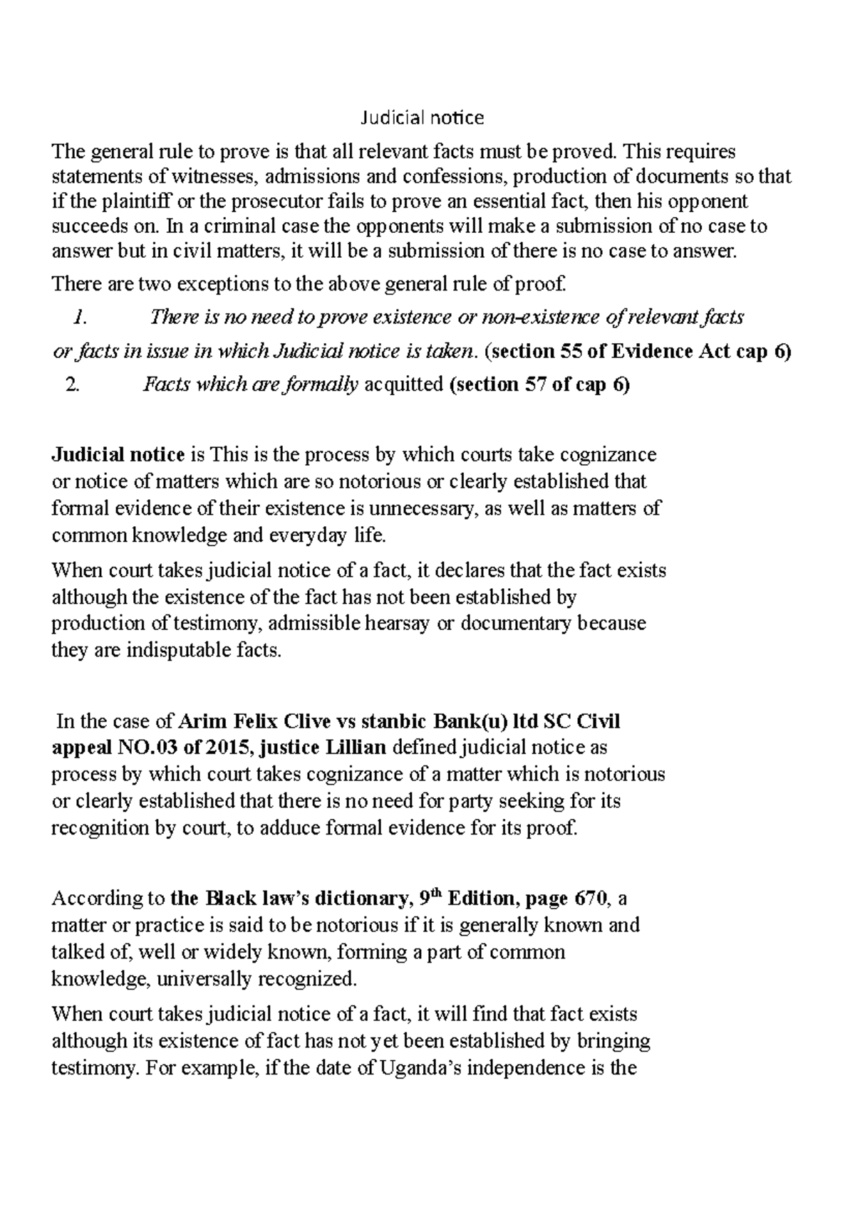 Judical notice presentation - Judicial notice The general rule to prove ...