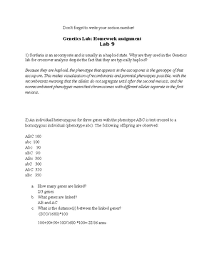 Genetics Lab 5 Worksheet answer key - Genetics Lab: BISC- Lab 5: Miniprep Analysis of ...