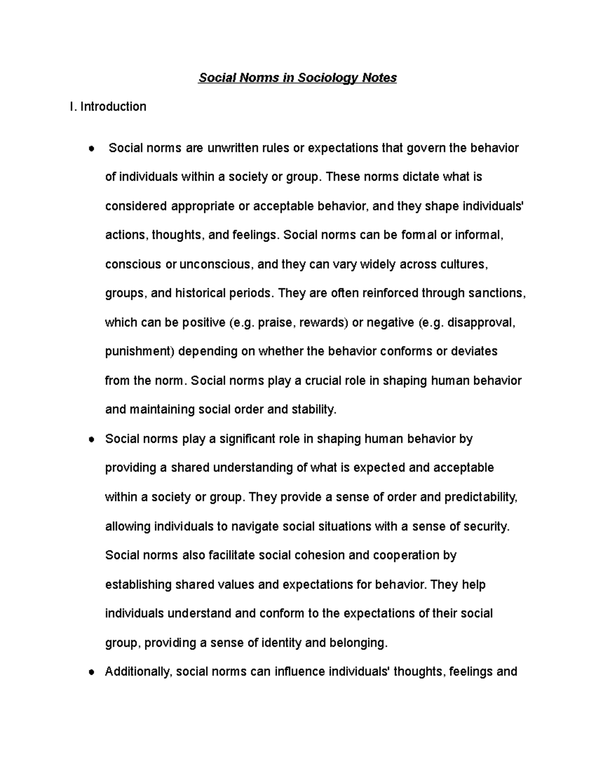 Social Norms in Sociology - Introduction Social norms are unwritten ...