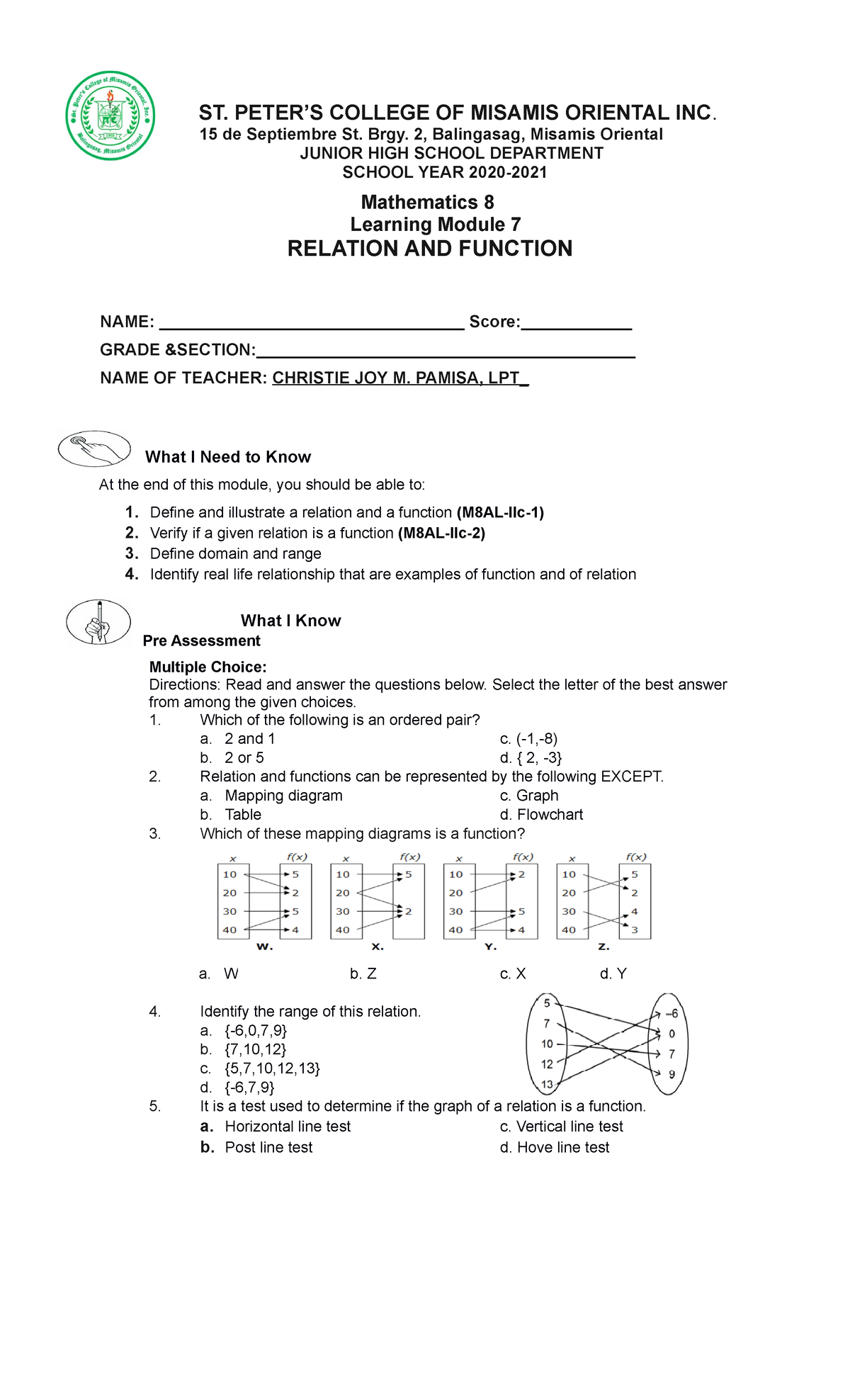 Learning Module 7 - ST. PETER’S COLLEGE OF MISAMIS ORIENTAL INC. 15 de ...