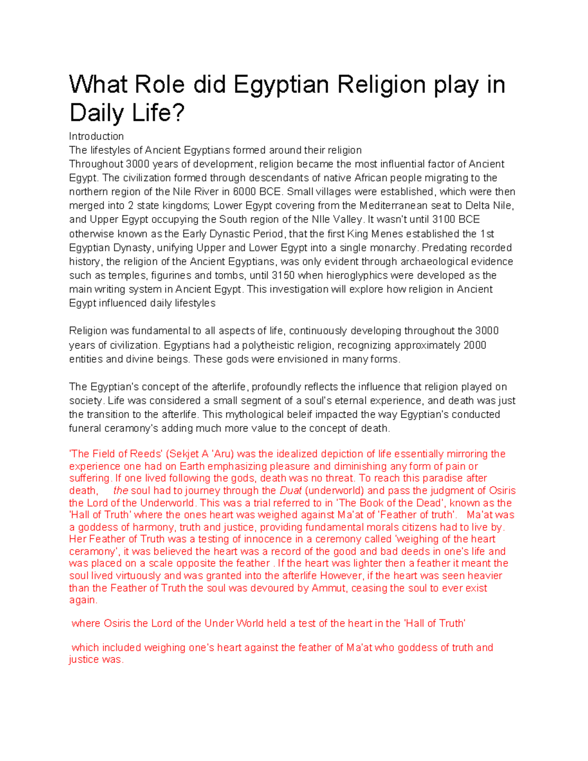 Ancient Task 2 - The role of religon in ANceint Egypt - What Role did ...