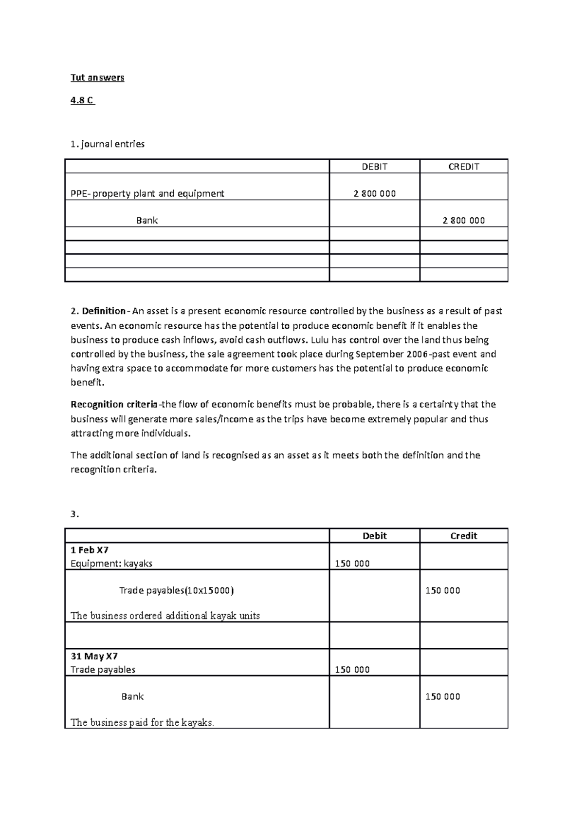 Tut answers - practice questions. - Tut answers 4 C journal entries ...