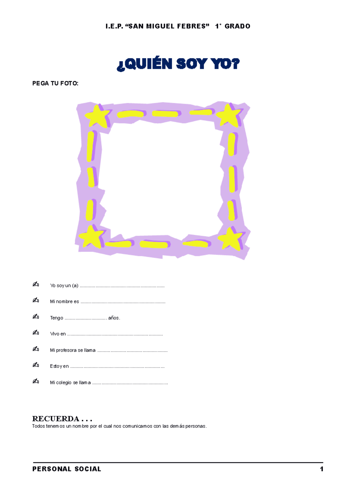 Personal Social+ - Información clasificada - ¿QUIÉN SOY YO ...