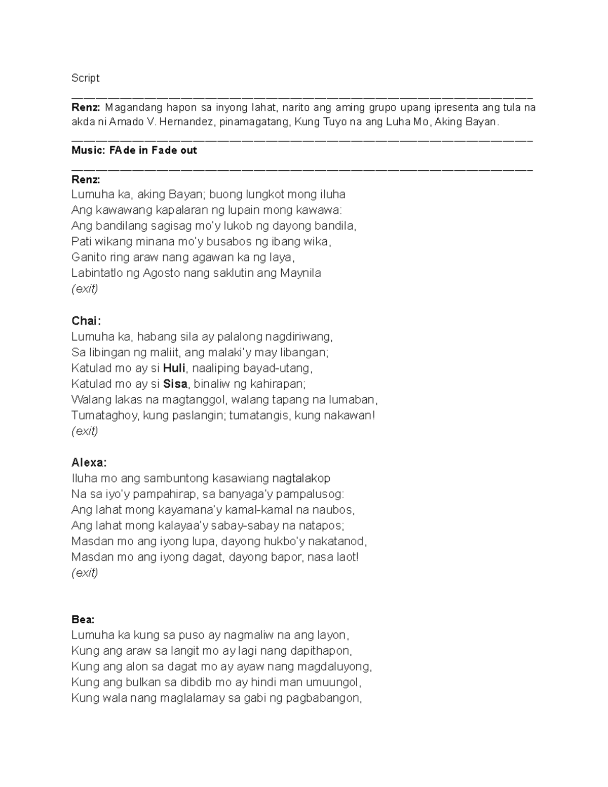 Script Panitikan - This is helpful - Script Renz: Magandang hapon sa ...