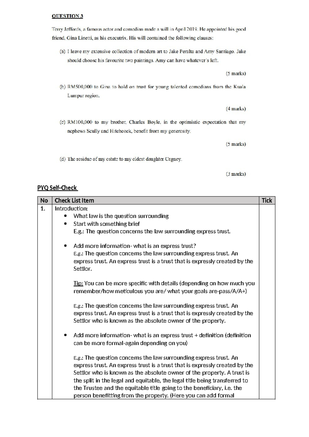PYQ Self Check - ... - PYQ Self-Check No Check List Item Tick 1 ...