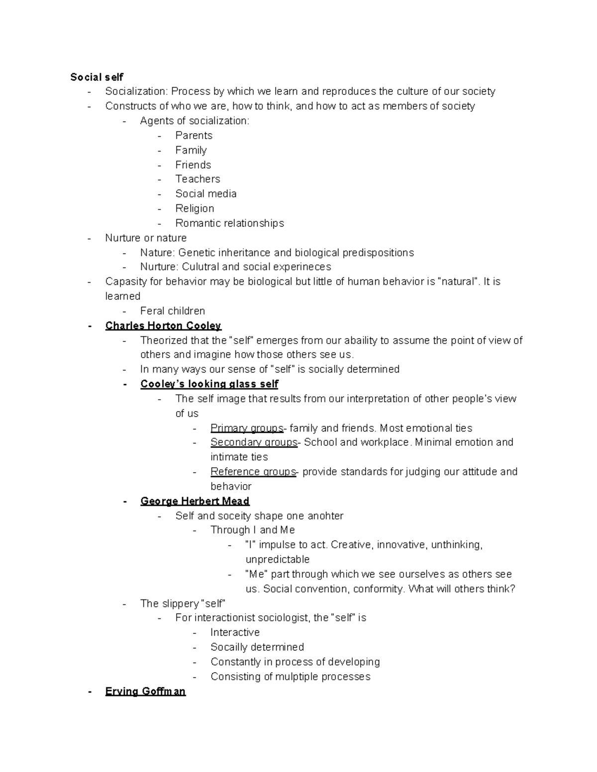 Social Grouping - Lecture notes 2 - Social self - Socialization ...