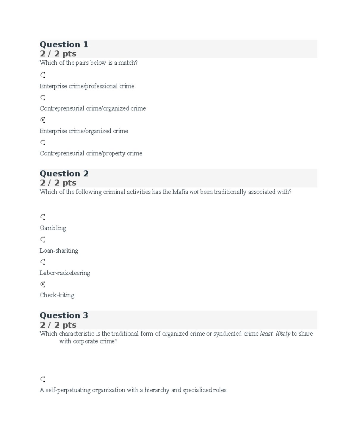 Exam 3 - This test exam for dq - Question 1 2 / 2 pts Which of the ...
