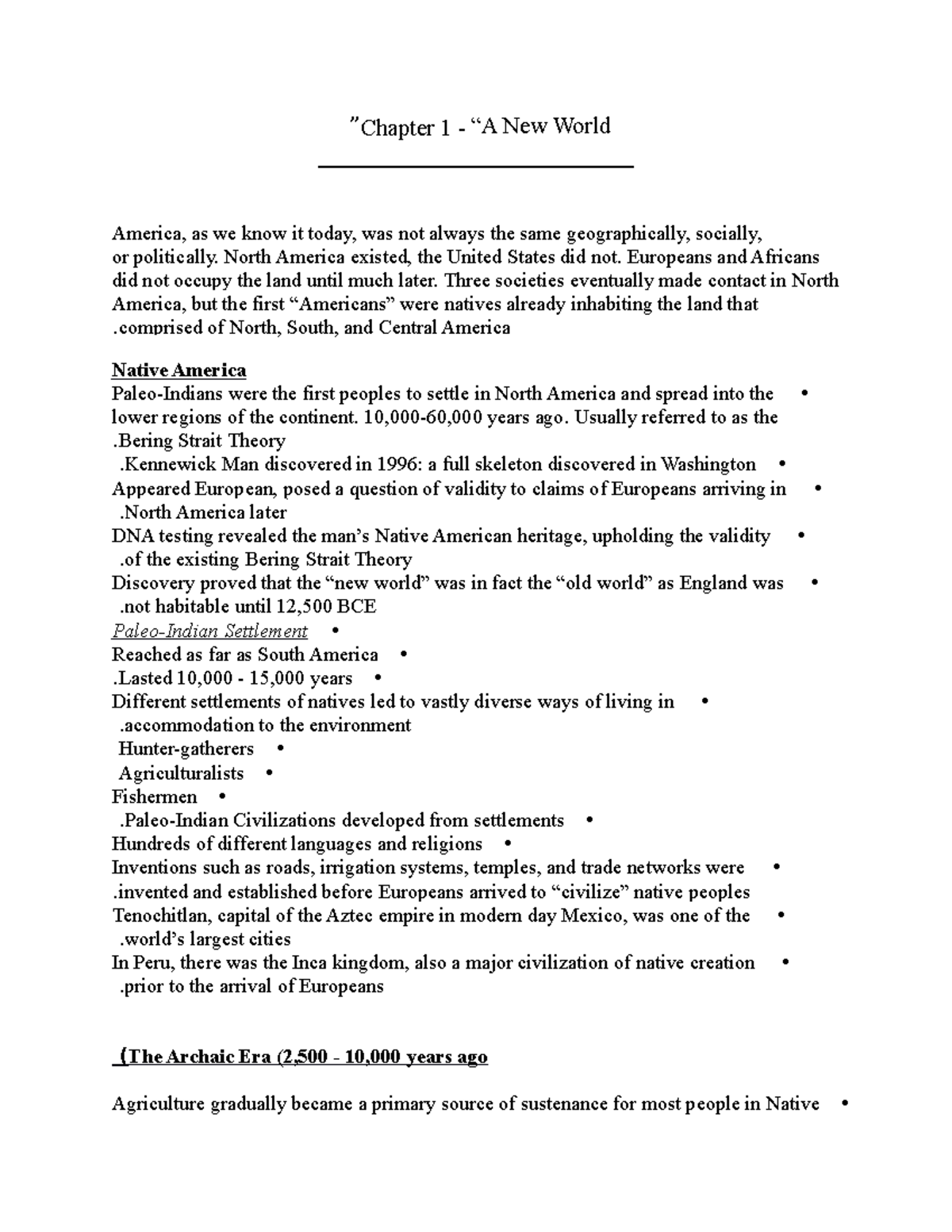 Ch1 part 1 - Lecture notes 1 - Chapter 1 - “A New World ...