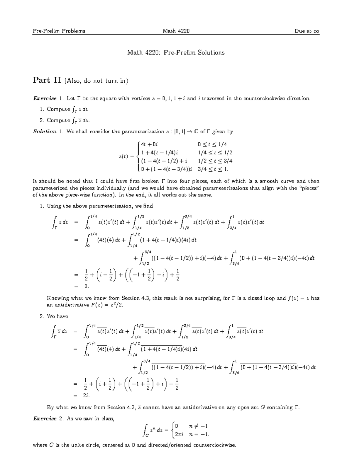 MA4220 PPP1S - Homework assignment from Math 4420 taught by Professor ...