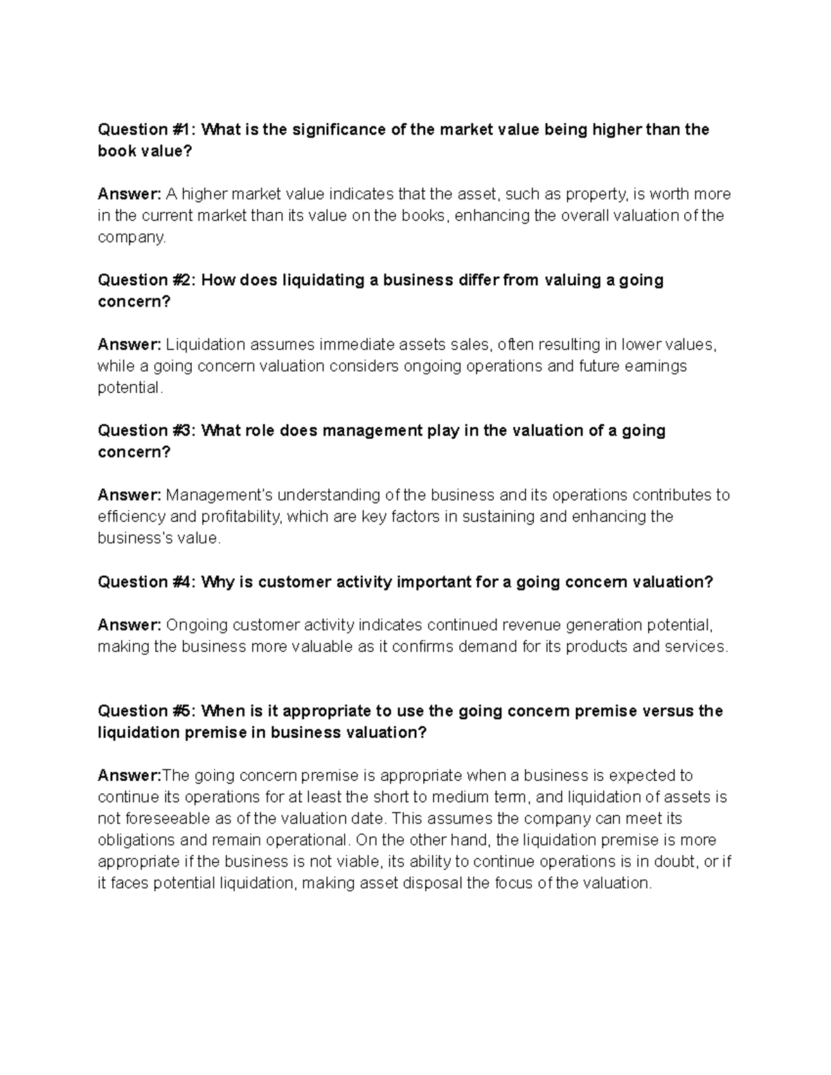 Asset Based Approach Q & A in reporting - Question #1: What is the ...