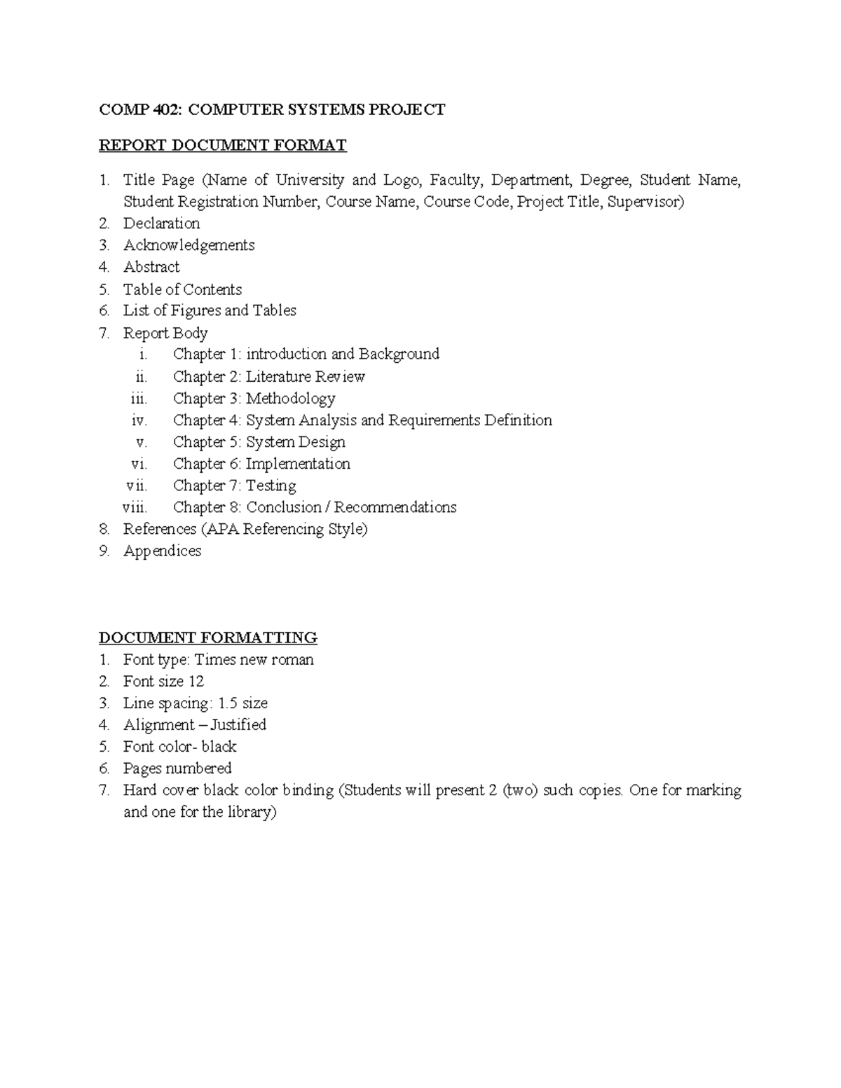 Comp 402 Computer Systems Project Report Comp 402 Computer Systems Project Report Document