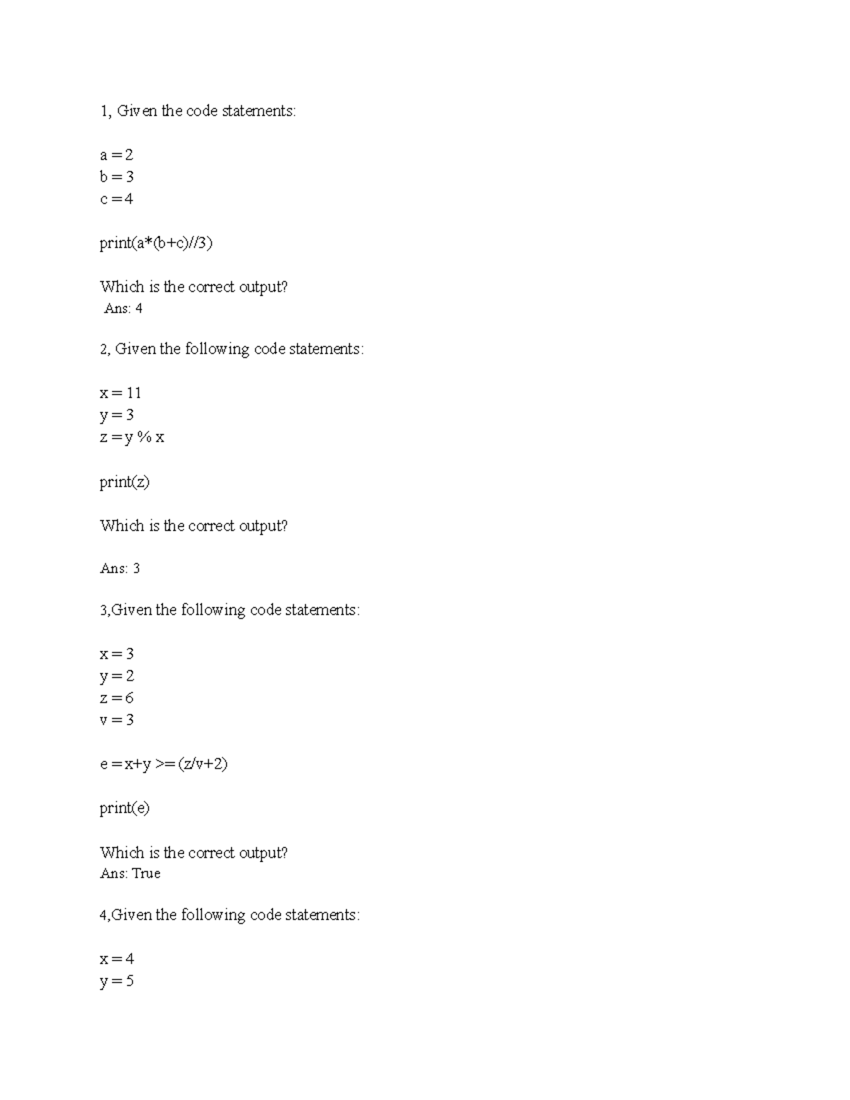 Practice Midterm Cs 104 1 Given The Code Statements A 2 B 3 C 4 Printabc3