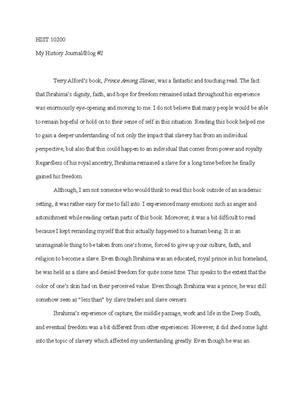 HIST 10200 - My History Journal Blog #2 - HIST 10200 My History Journal ...