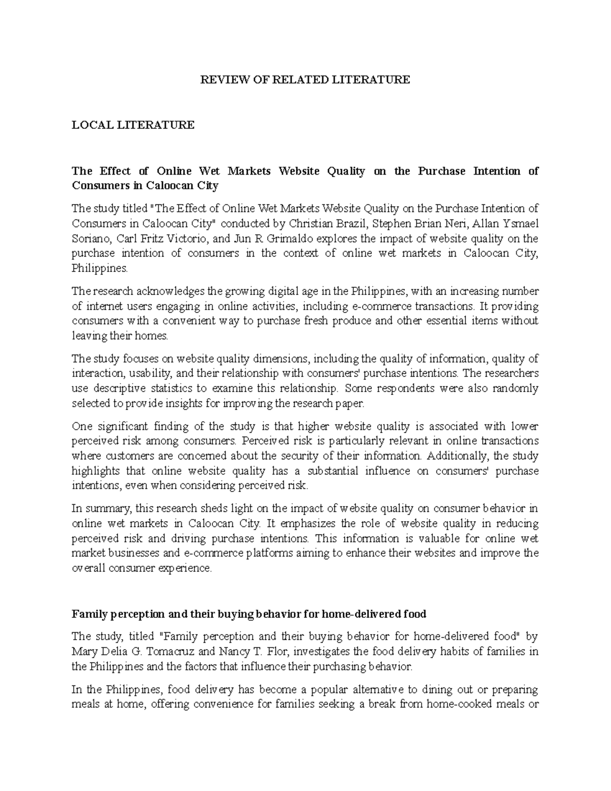 RRL 10 - this is needed - REVIEW OF RELATED LITERATURE LOCAL LITERATURE ...