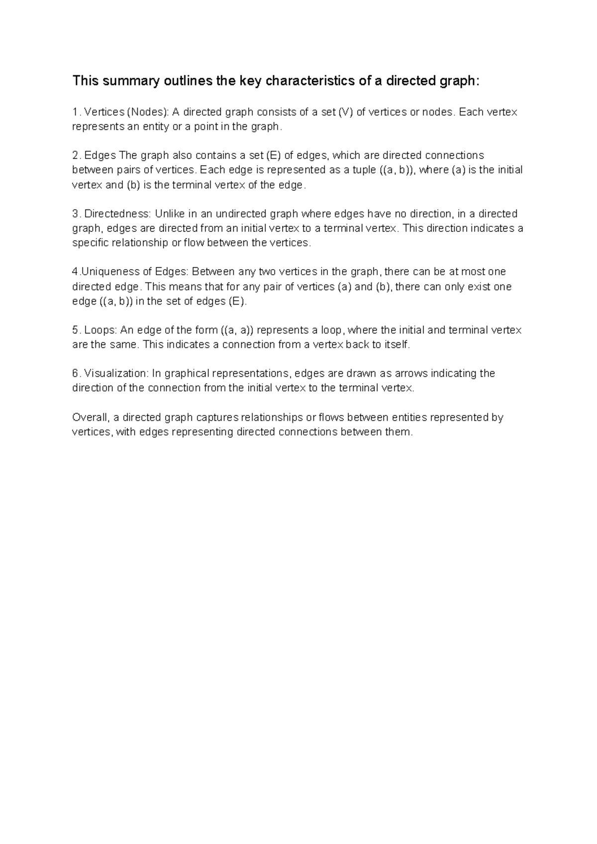 Undirected Graph - This summary outlines the key characteristics of a ...