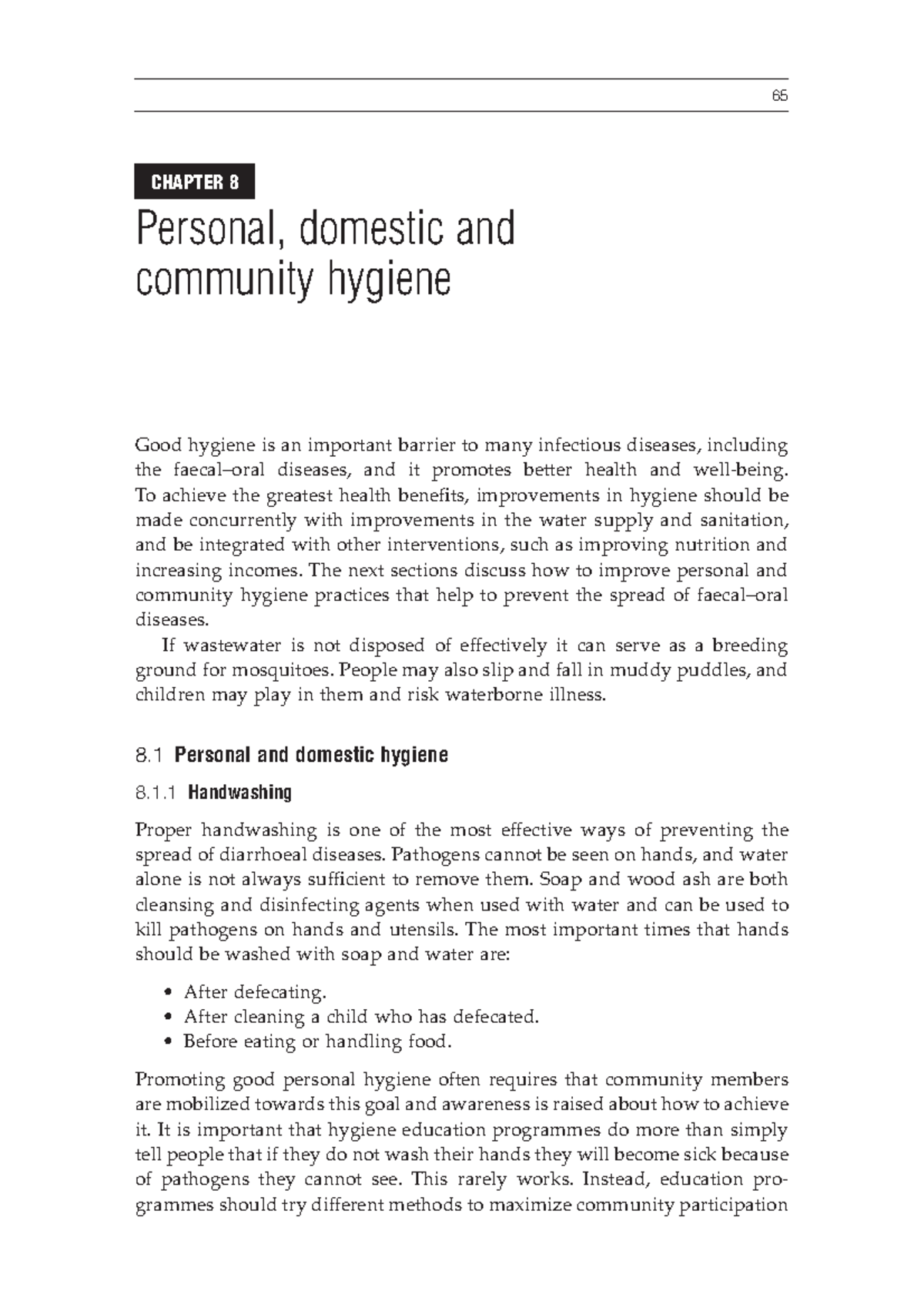 Personal, domestic and community hygiene - 65 CHAPTER 8 Personal ...
