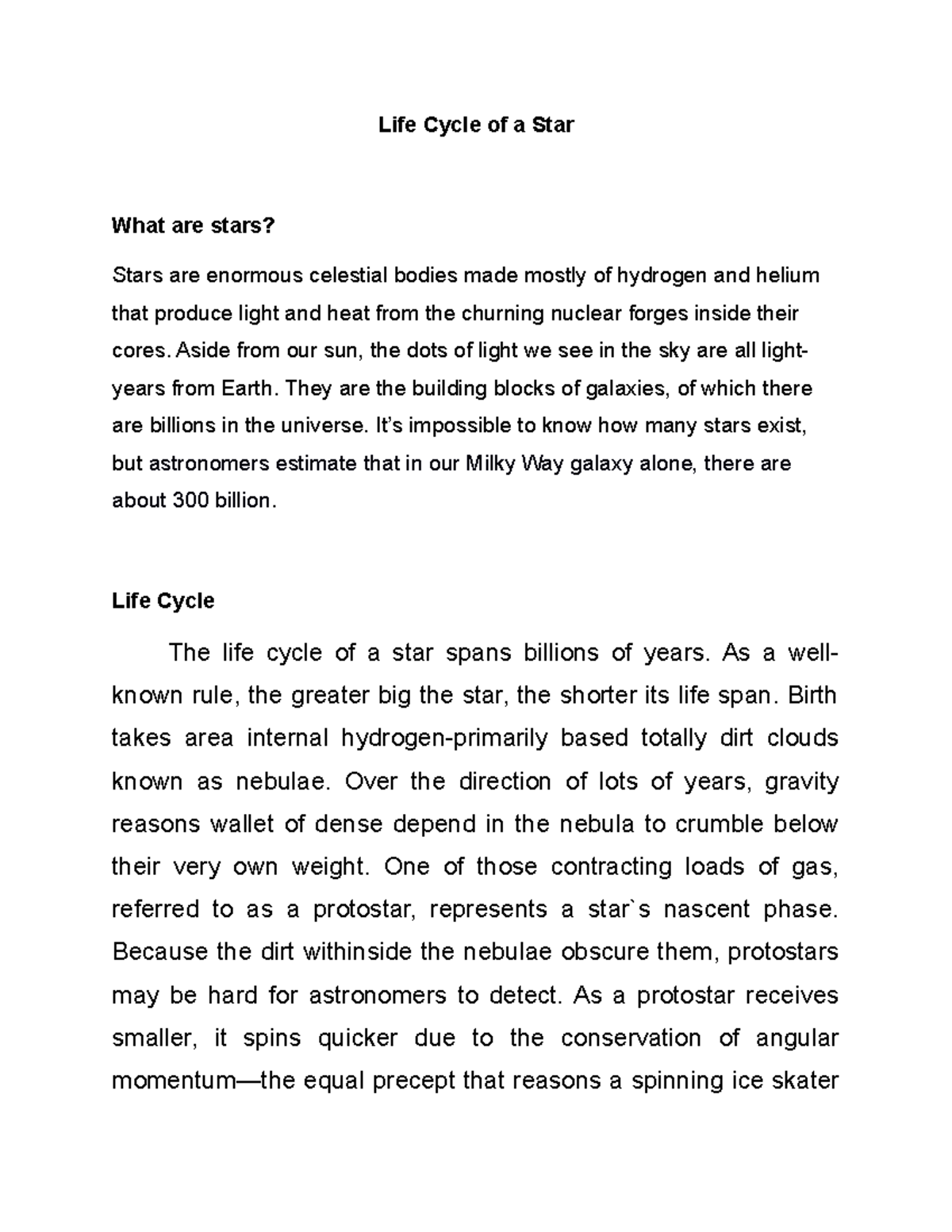 Life-Cycle-of-a-Star (Unit of measurement) - Life Cycle of a Star What ...