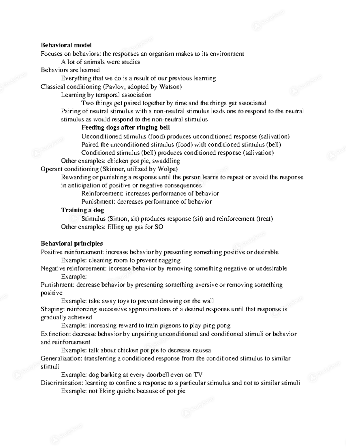 Notes 1 - Abnormal - Behavioral model Focuses on behaviors: the ...