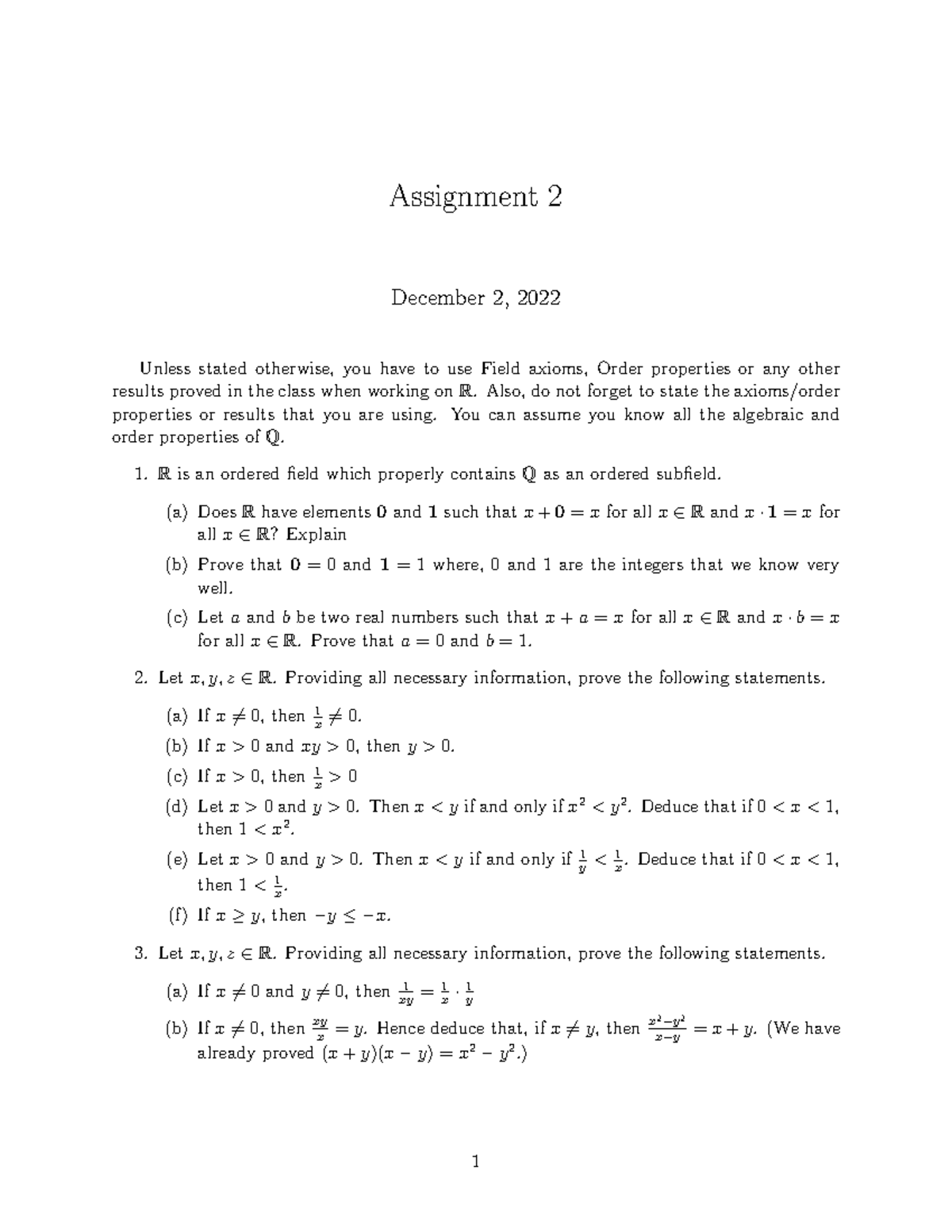 Asssignment 2 PM1013 - aaa - Assignment 2 December 2, 2022 Unless stated otherwise, you have to ...