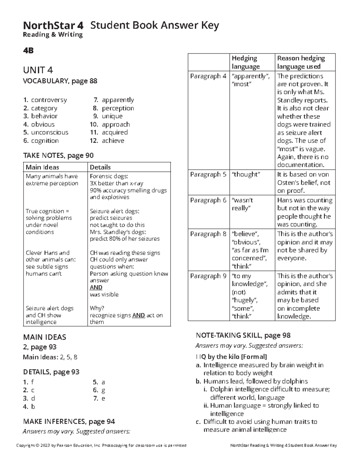 Student Book Answer Key - Copyright © 2023 by Pearson Education, Inc ...