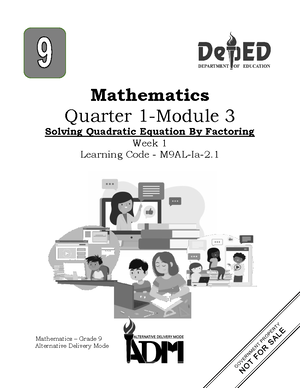 Mathematics 9 module - Mathematics Quarter 1 – Module 1a: Illustrations ...