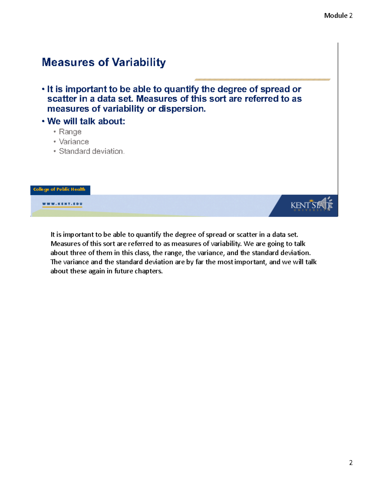 Measures of Variability - It is important to be able to quantify the ...