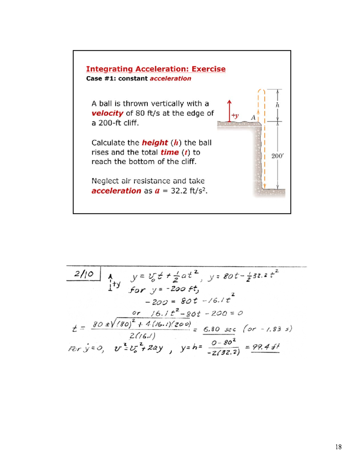 ME231 lecture 2 P2-10 - kinematics of particles examples with answers - Integrating Acceleration ...