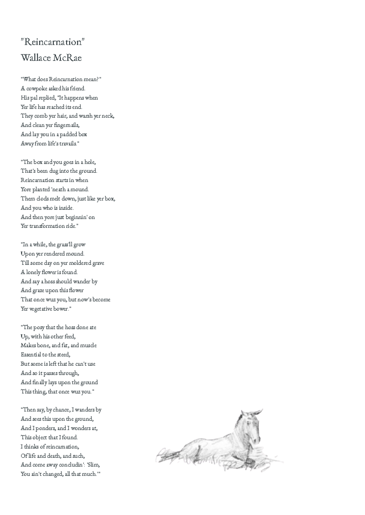 Poems - Waaaaaa - "Reincarnation" Wallace McRae "What does ...