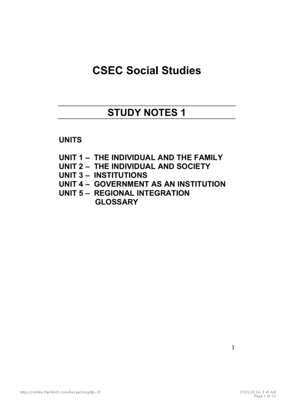 CSEC Social Studies Study Notes 1 - social studies - Studocu
