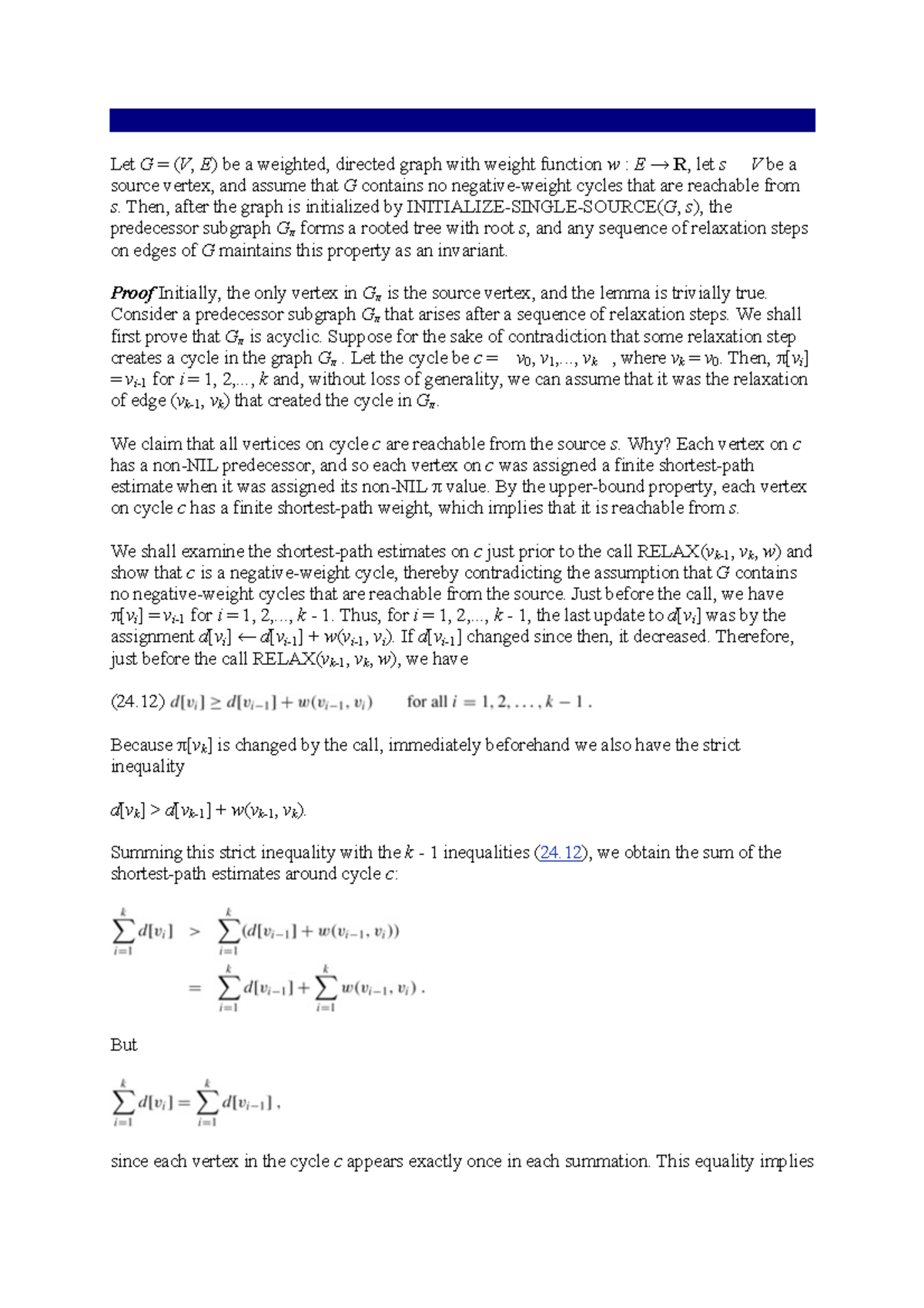 Algorithm Part 6 Single Source Shortest Paths Chapter 24 Let G 2623