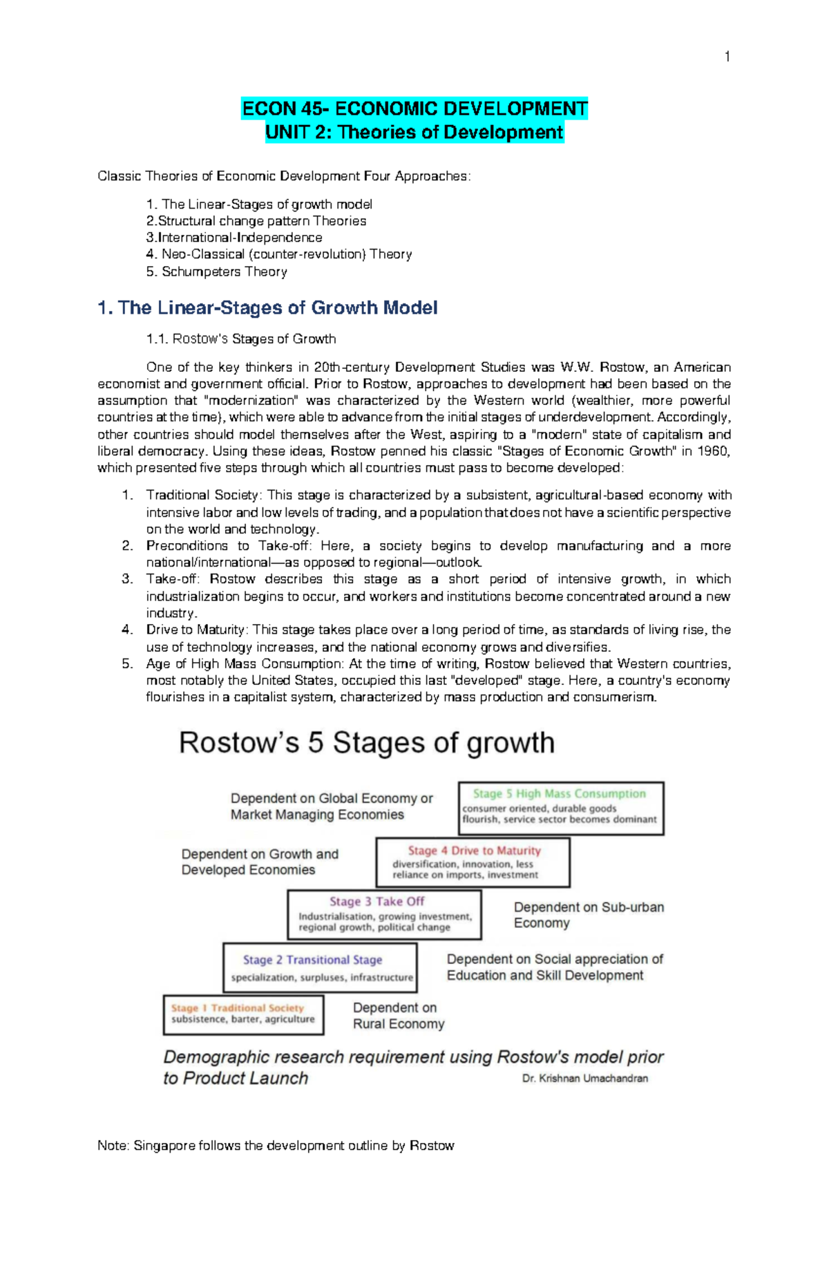 UNIT 2 Theories of Developement PDF FILE - ECON 45- ECONOMIC ...