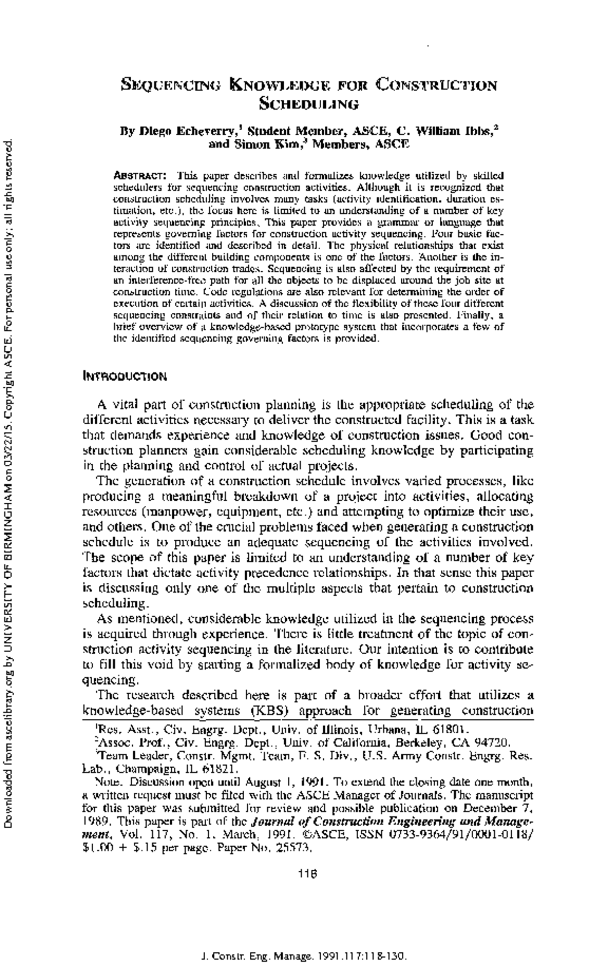 Sequencing Knowledge FOR Construction (1) - SEQUENCING KNOWLEDGE FOR ...