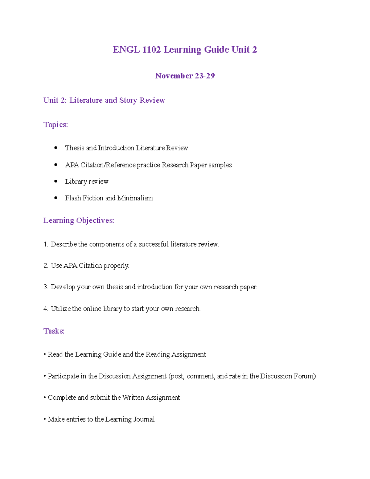 Learning Guide Unit 2 - Describe the components of a successful ...