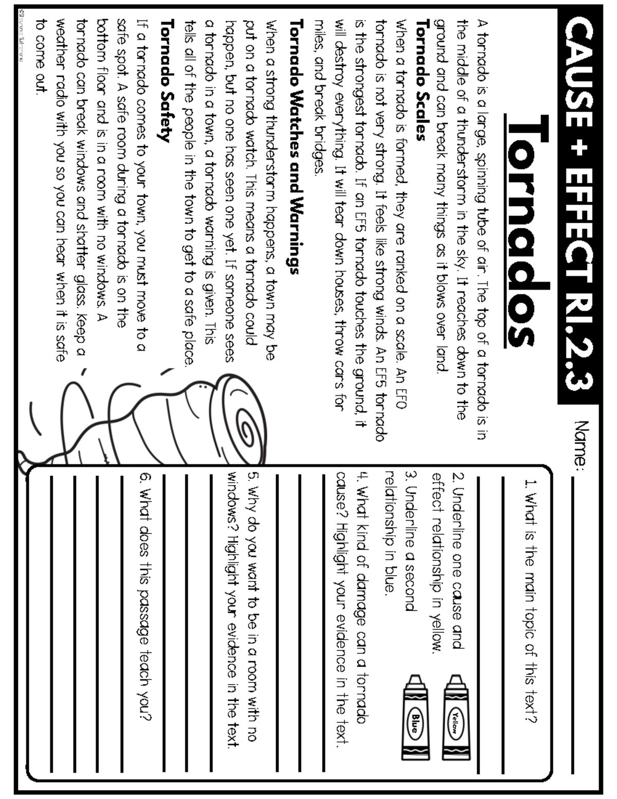 Cause&Effect-Comprehension Checks - CAUSE + EFFECT RI. Tornados Name ...