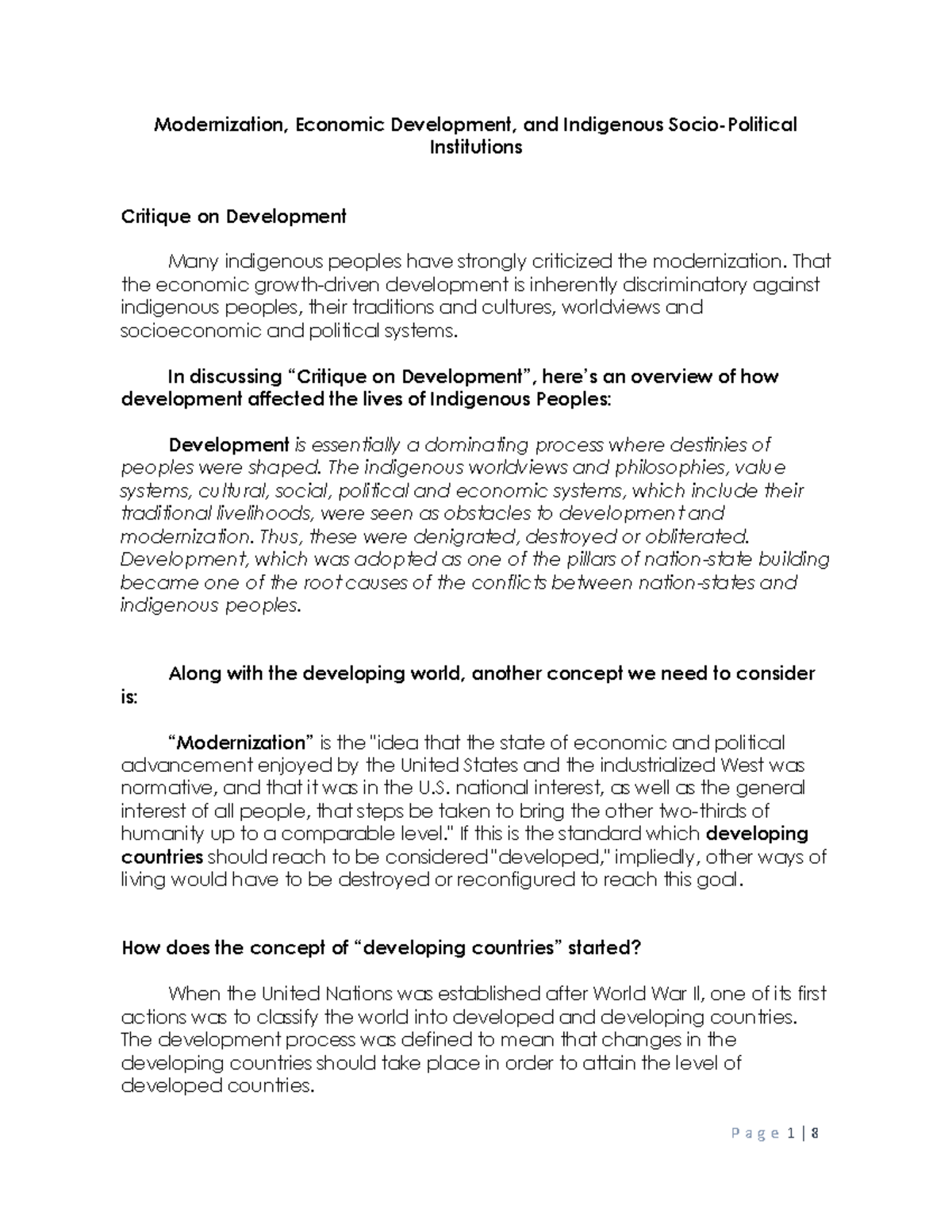 Critique on Development Philippines Modernization, Economic Development ...