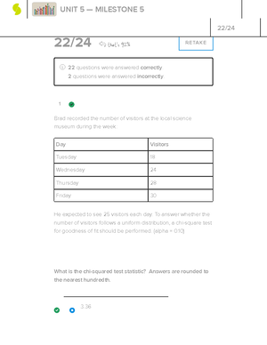 Stats milstone 5 - introduction to statistics milestone 5 - 1 22/24 ...