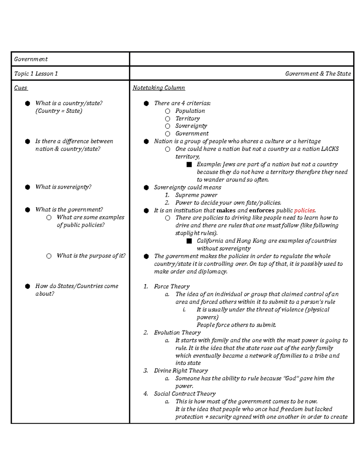 Government - Topic 1 Lesson 1 2 - Government Topic 1 Lesson 1 ...